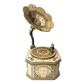 Wooden Retro Phonograph Music Box Model Set Assembly Model | Shop Today ...