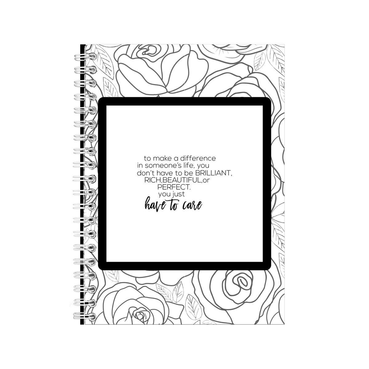 Just Care A5 Notebook Spiral Lined Motivational Words Graphic Notepad ...