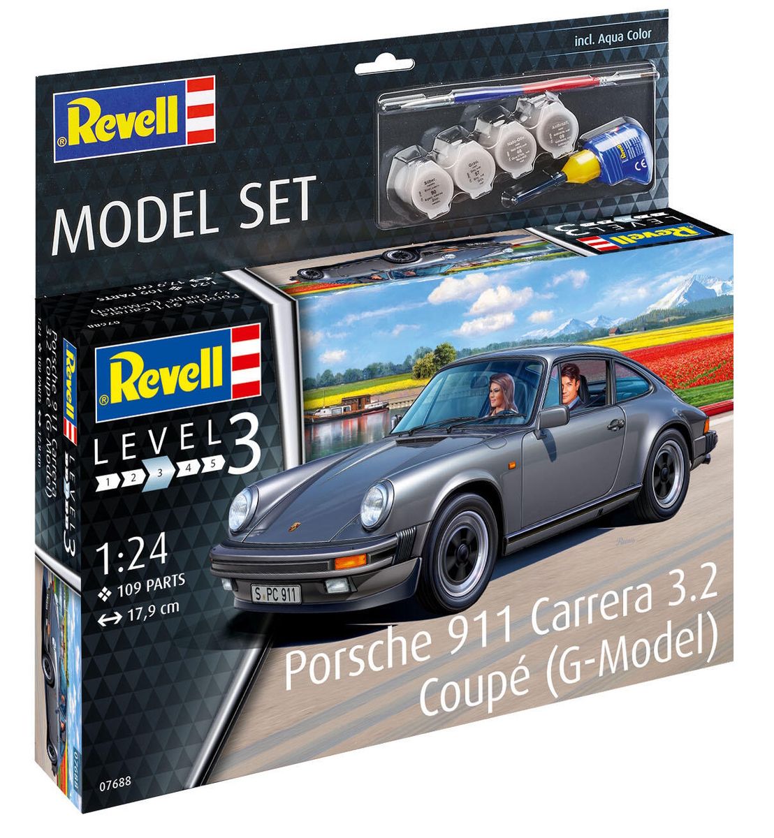 Revell 1/24 Porsche 911 Carrera 3.2 Coupé Model Kit w/paints, glue ...