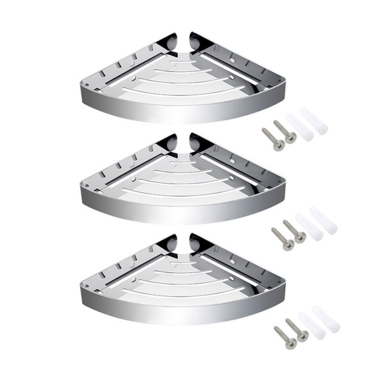 Thick Stainless Steel Wall Mount Corner Shower Shelf Caddy-3 Layer ...