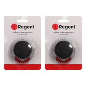 Regent Cake Cups Black Glassine Paper - 50 x 32.5mm 2 Pack 100 Pieces ...