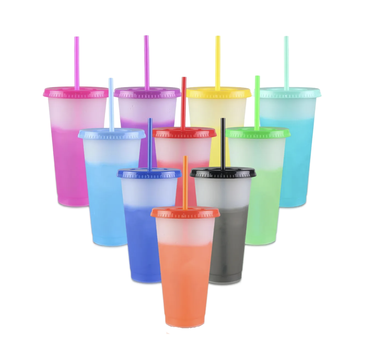 10-Pack 24oz Color Change Cups w/ Lids, Straws for Parties, Travel ...