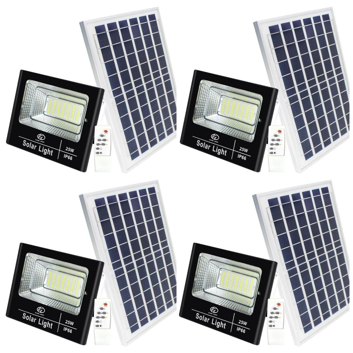 25W Outdoor Solar LED Flood Light (Black) - 4 Pack with Remote | Shop ...