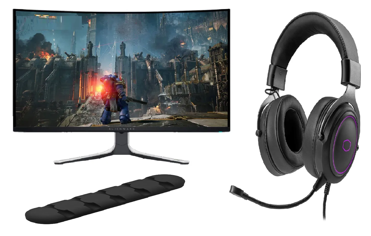 Alienware 32" 4K QD 0.03ms Curved Gaming Monitor + CS Headset & Cable ...