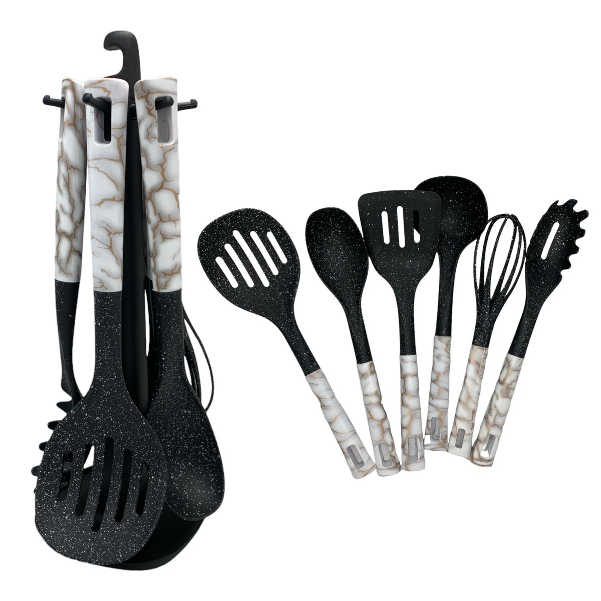 Utensil 7PC Set Marble Look Nylon on Stand | Shop Today. Get it ...