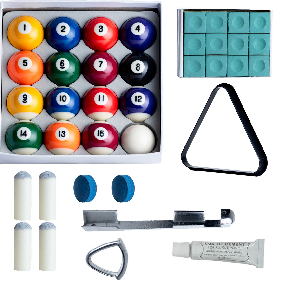 Pool/Snooker Balls, Triangle, Chalk, Tip Repair Kit Combo | Shop Today ...