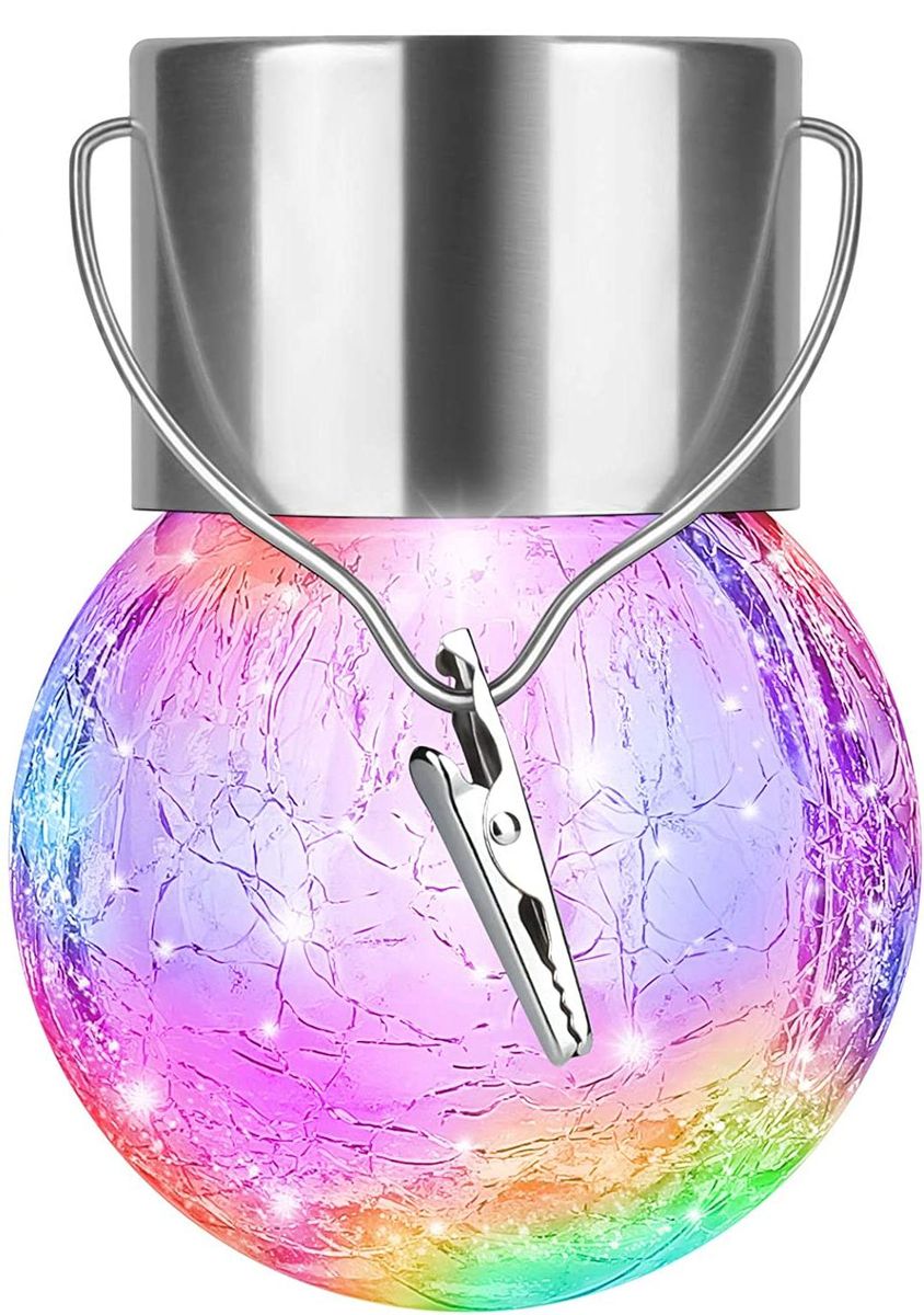 Cracked Glass Solar LED Lights,Set of 4 Outdoor Hanging Solar Lights ...