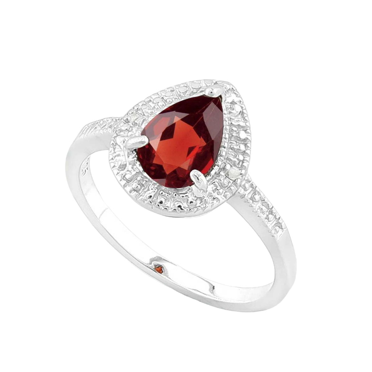 Genuine 1.5CT Pear Cut - Garnet Sterling Silver Ring | Shop Today. Get ...
