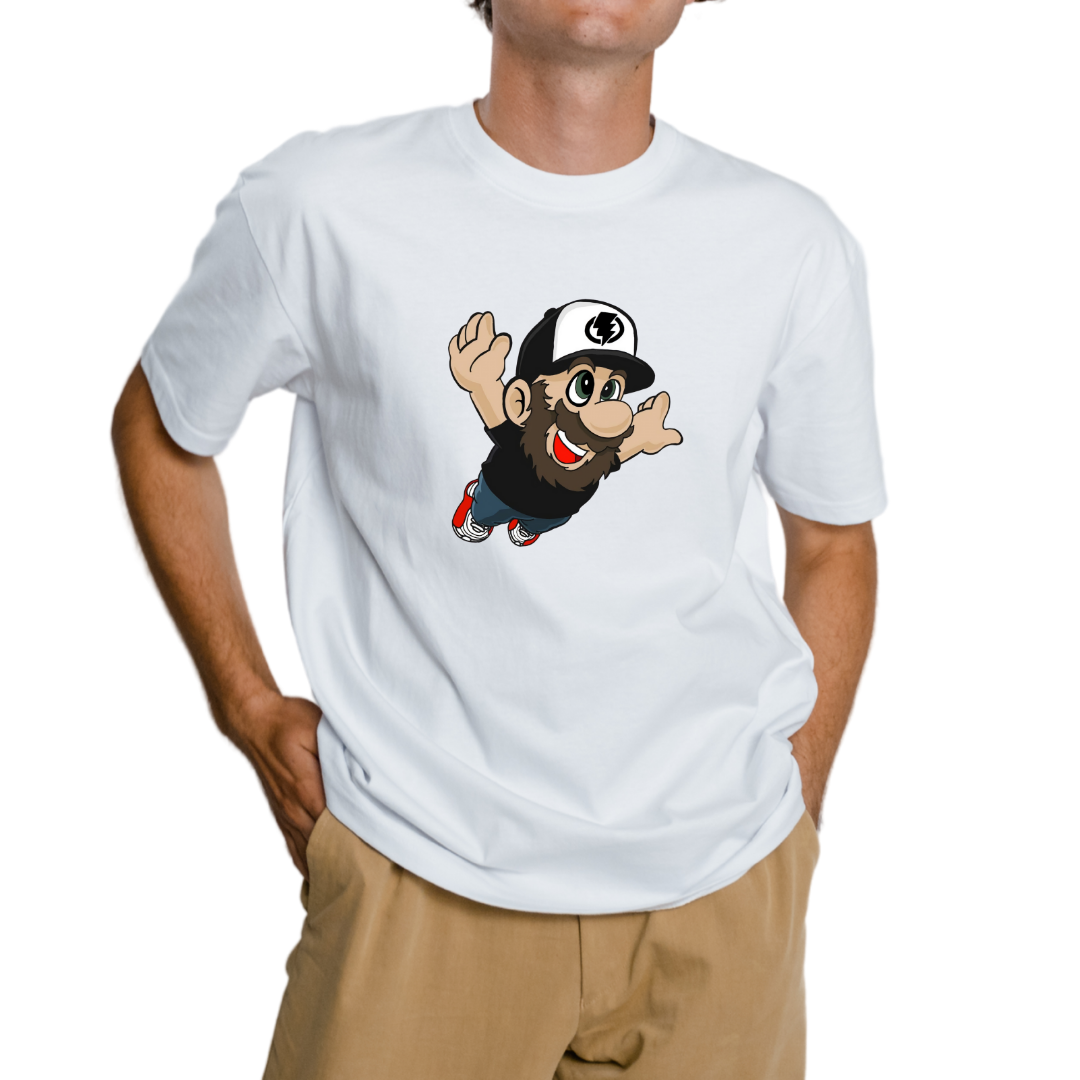 White Premium Cotton Short Sleeve T-Shirt - Super Mario Brother Fly ...