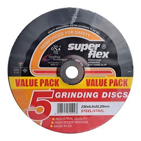 Superflex Industrial Steel Grinding Disc- 230X6.8mm AS24/30T 5PACK ...