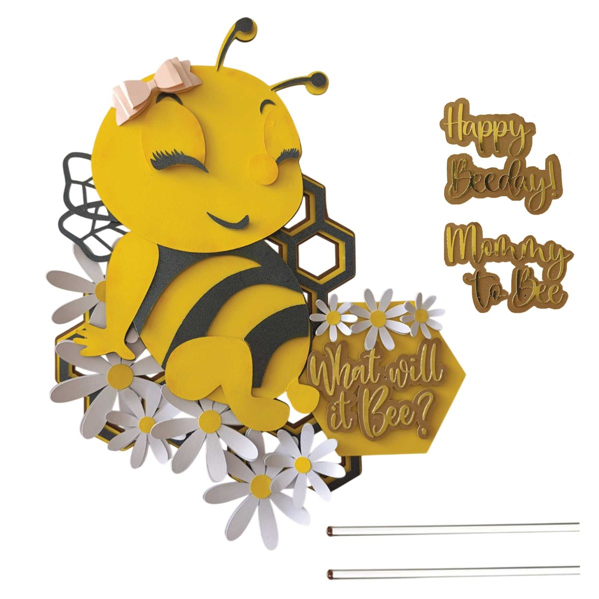 Bee Cake Topper (Happy Beeday, Mommy to Bee, What will it Bee) | Shop ...