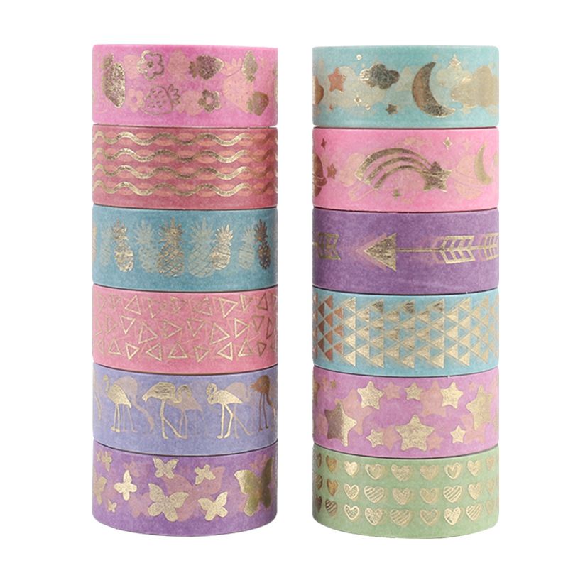12 Rolls colour Foil Washi Tape Schools Art Gifts Decorative Scrapbook ...