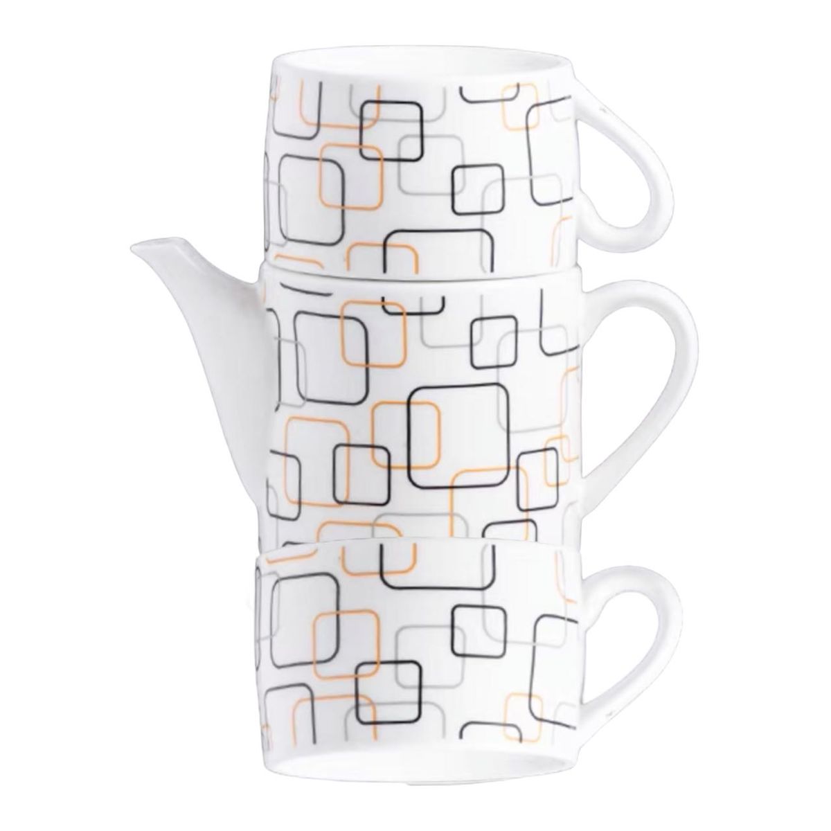 Continental Stackable Coffee Tea Server Set Tea Pot with 2 Cups Gift ...