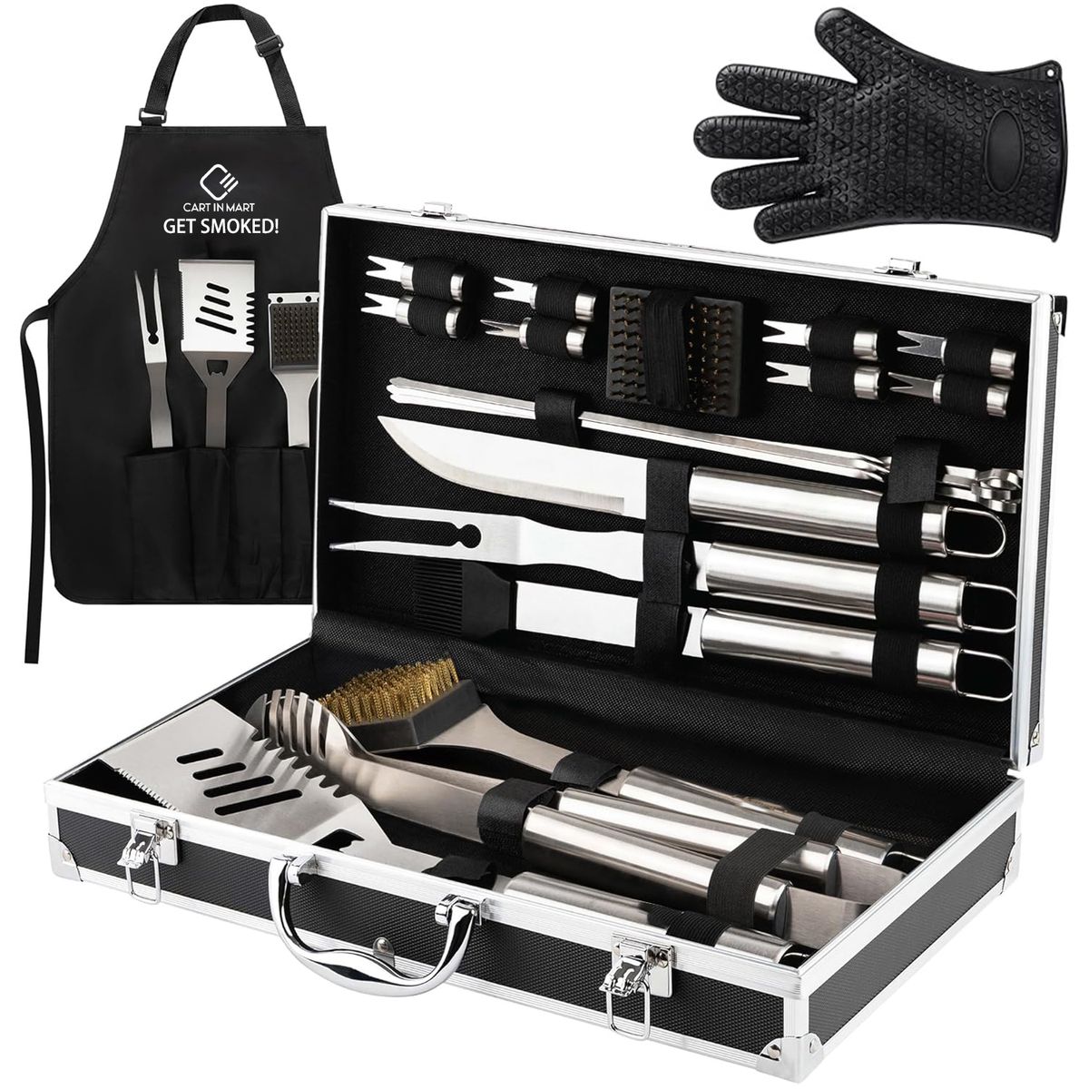Deluxe Braai Set With Aluminum Case BBQ Tool Grill Accessories-Gift For ...