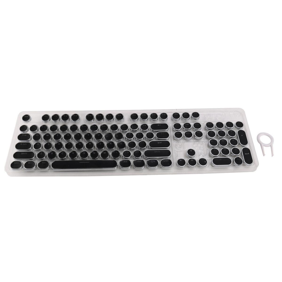 104-Key Retro Round Keycaps DIY for Backlit Mechanical Keyboard Black ...
