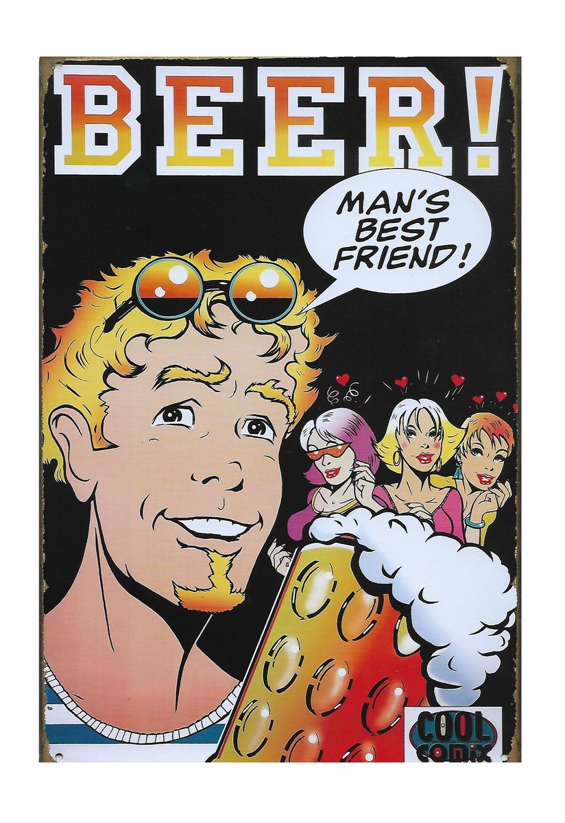 Aankopen - Beer Man’s Best Friend - Retro Vintage Metal Wall Plate ...