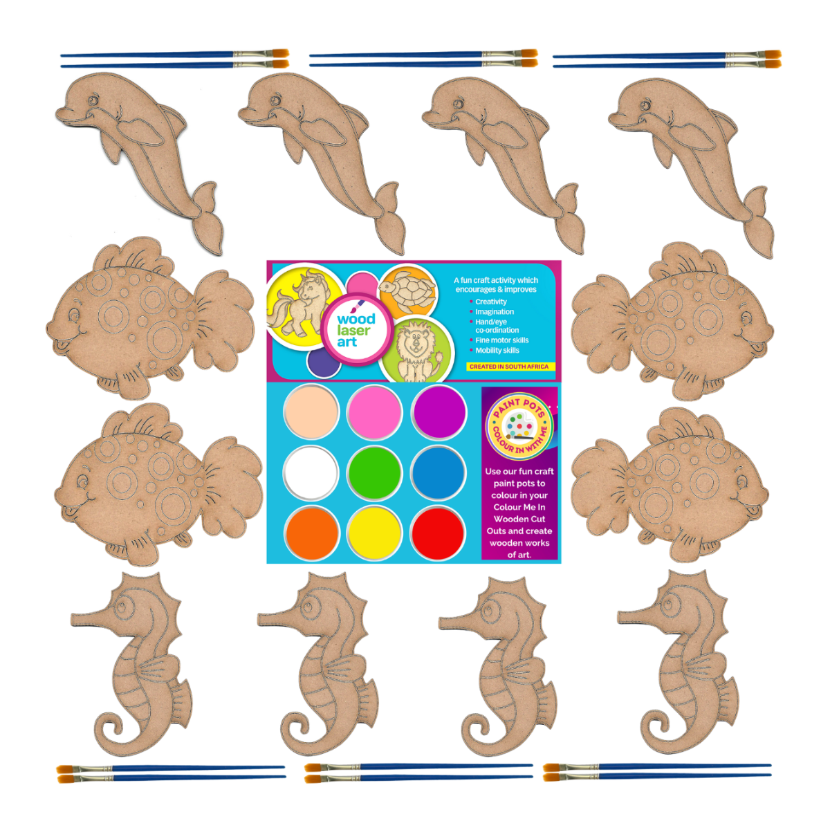 Wood Art Craft Paint - Ocean Friends - 12 Creations Birthday Party Pack ... Wood Art Craft Paint - Ocean Friends - 12 Creations Birthday Party Pack ...