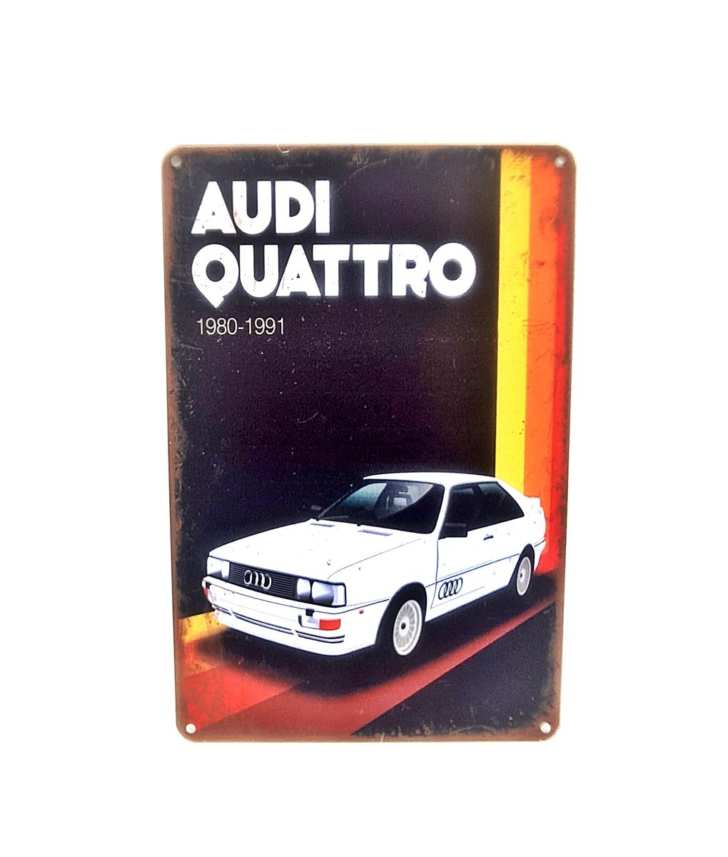Audi Quattro Vintage Style Metal Tin Sign for Cafe Bar Wall Décor ...