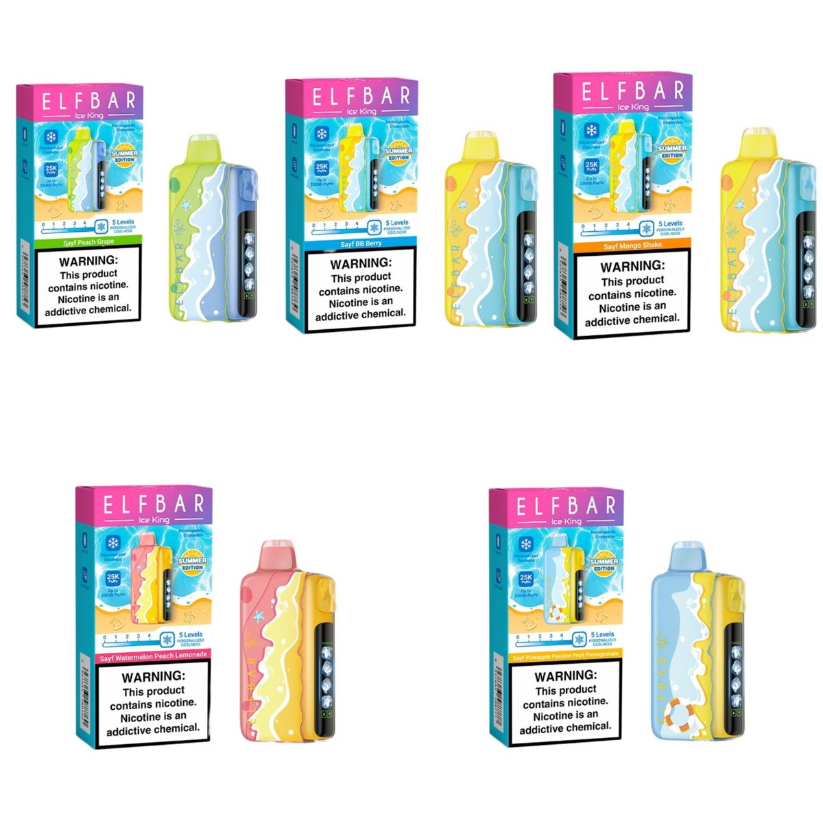 ElfBar Summer Edition Ice King 25k Vape - Variety (Pack of 5) | Shop ...