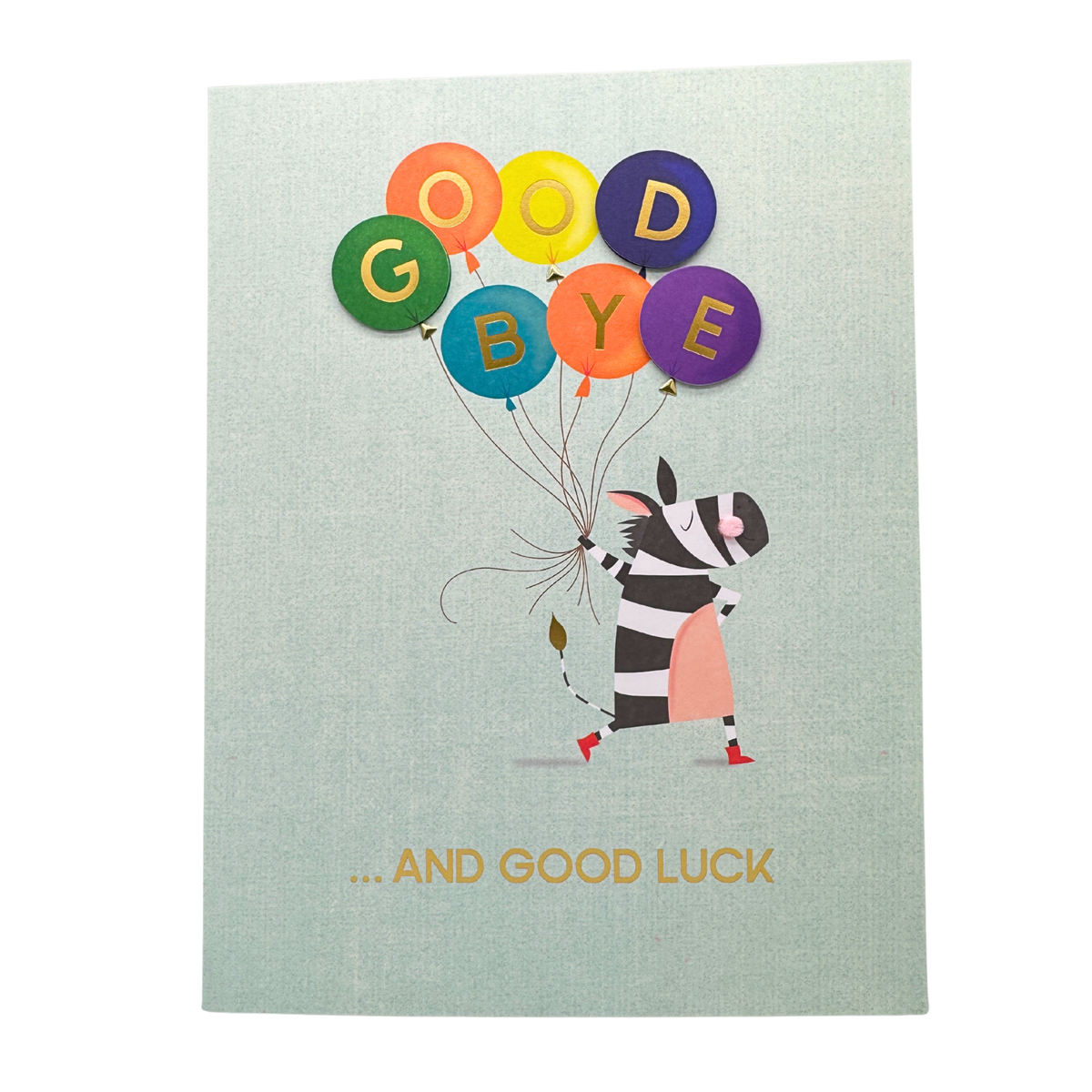 Gigantic Goodbye & Good Luck card - Zebra with balloons | Shop Today ...