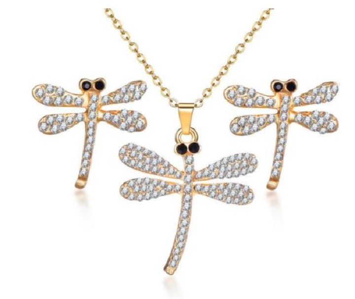 3 Pieces Gold Plated Dragonfly Jewelry Set - AW | Shop Today. Get it ...