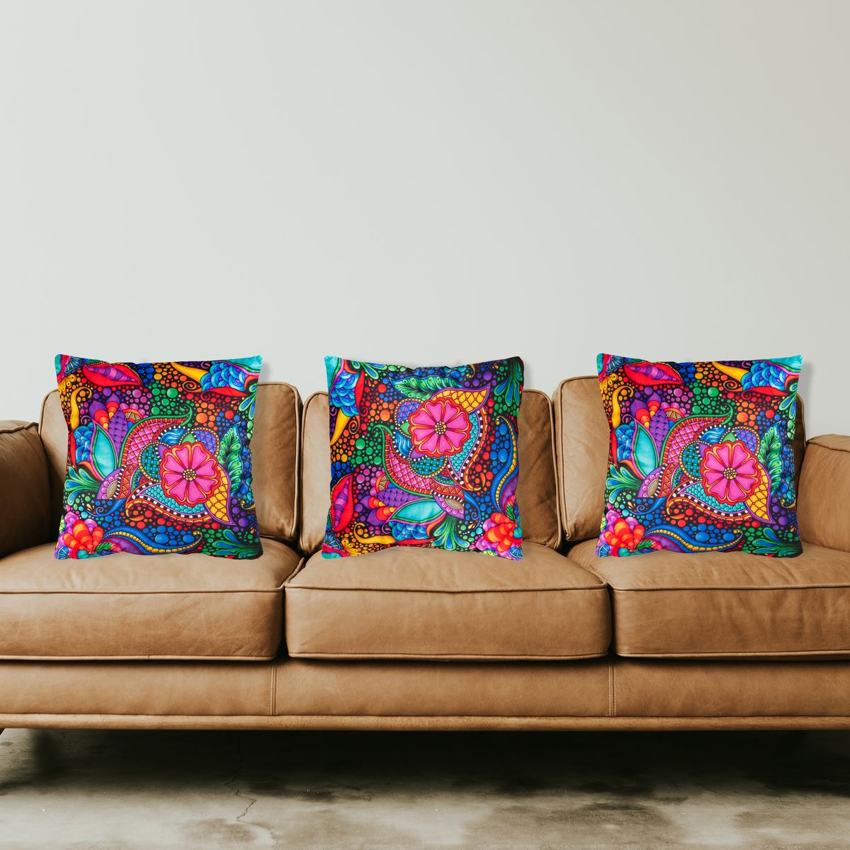 Creative Deco - Set of 3 Kaleidoscopic Velvet Cushions with Filling ...