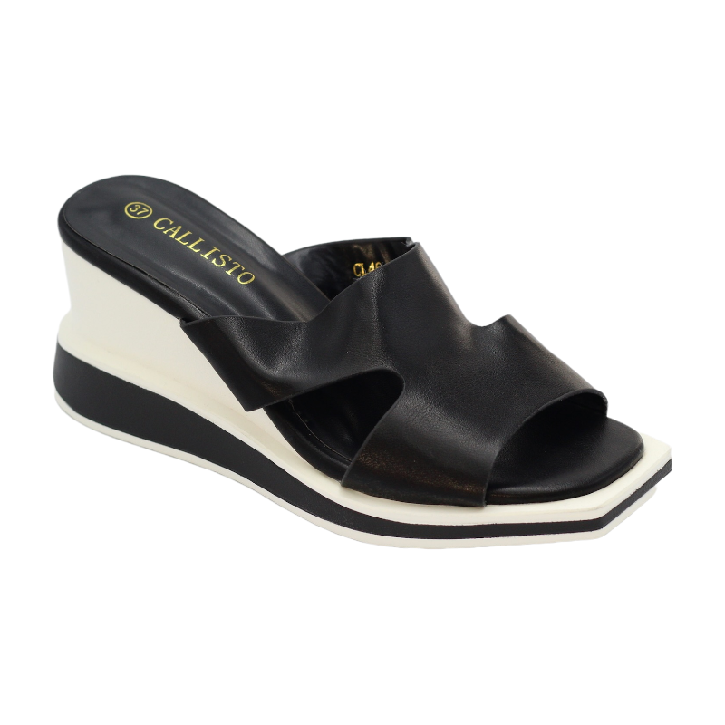 Odessa 2 Band Wedge Slide 6.5cm Heel Black | Shop Today. Get it ...