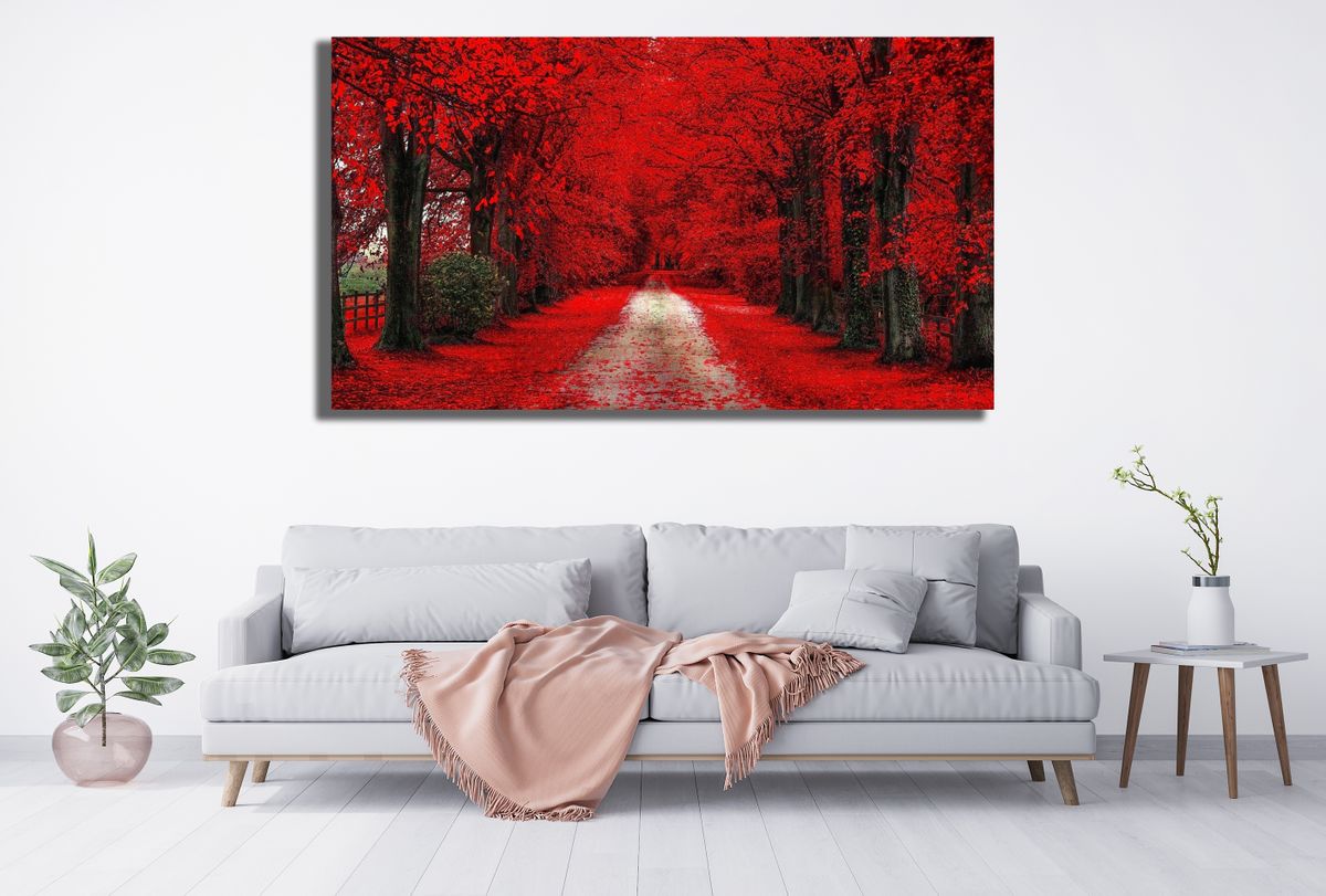 Red Leaves Pathway Canvas - 0044 | Shop Today. Get it Tomorrow ...