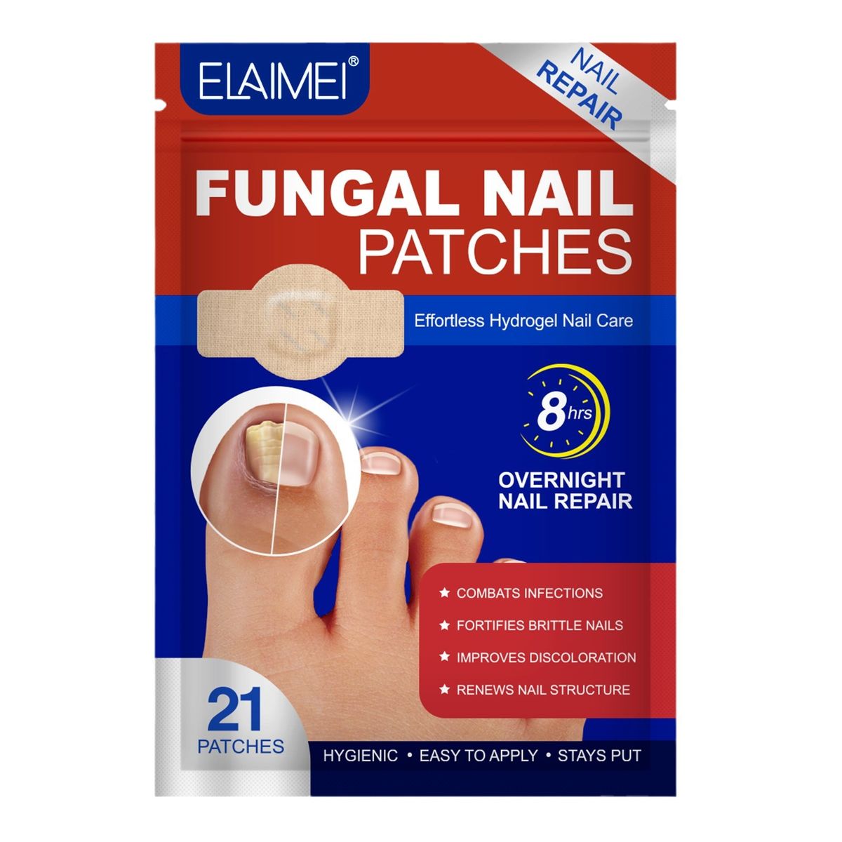 Fungal Nail Patches 21-Patches Toenail Repair 8-Hour Nail Treatment ...