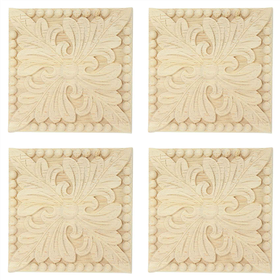 Natural Wood Appliques Square Flower Carving Decals 10X10Cm | Shop ...