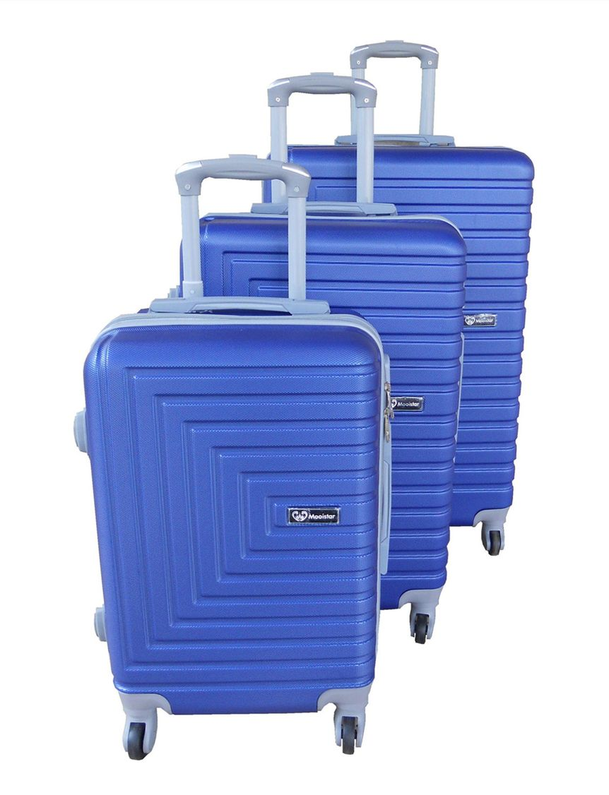 Mooistar 3-Piece ABS HardShell Luggage Set, Spinner Wheels,Blue&Zipper ...
