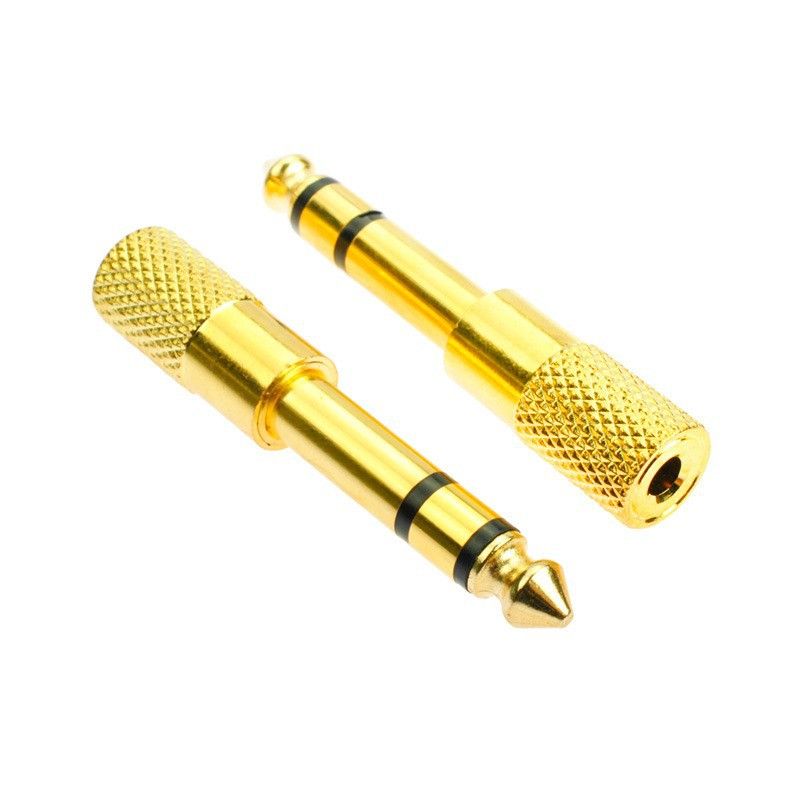 2pc Headphone Adapters 3.5mm Socket to 6.35mm Jack Plug Stereo Adaptor ...