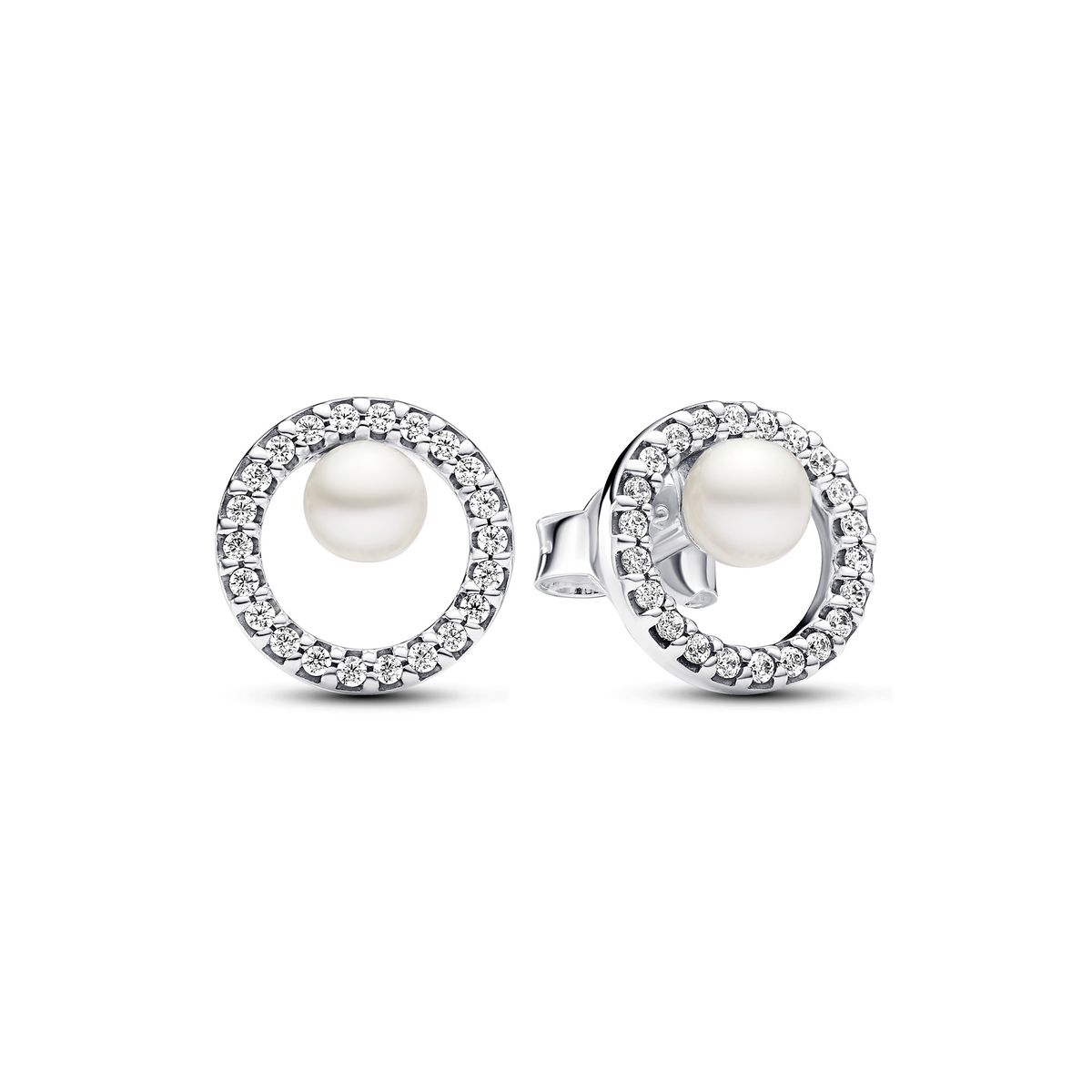Pandora Compatible Treated Freshwater Cultured Pearl & Pavé Halo Stud ...