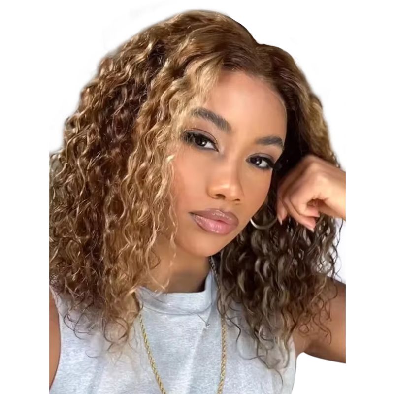 Golden Perfect Brazilian 14" Frontal Piano Curl -13x4 Full Frontal Lace ...