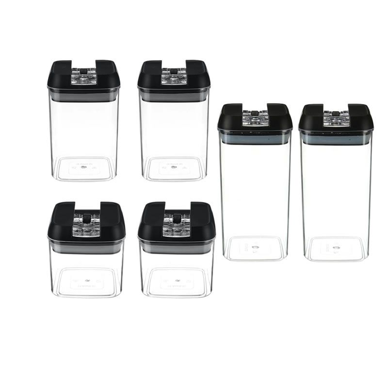 6Pcs Transparent Stackable Food Storage Containers With Leak-Proof Lid ...