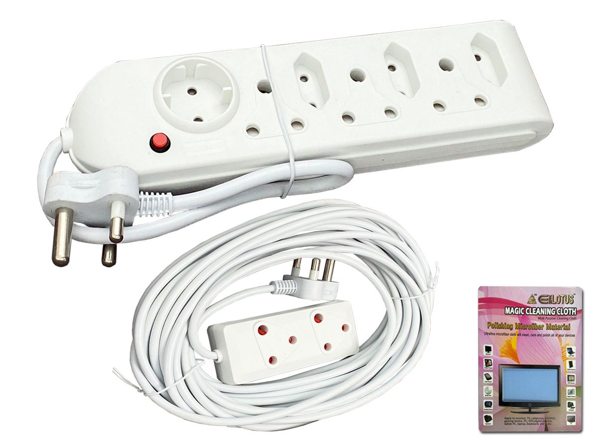 Everlotus 12 m Extension Cord with 7 way Multiplug and Cleaning Cloth | Shop Today. Get it ...
