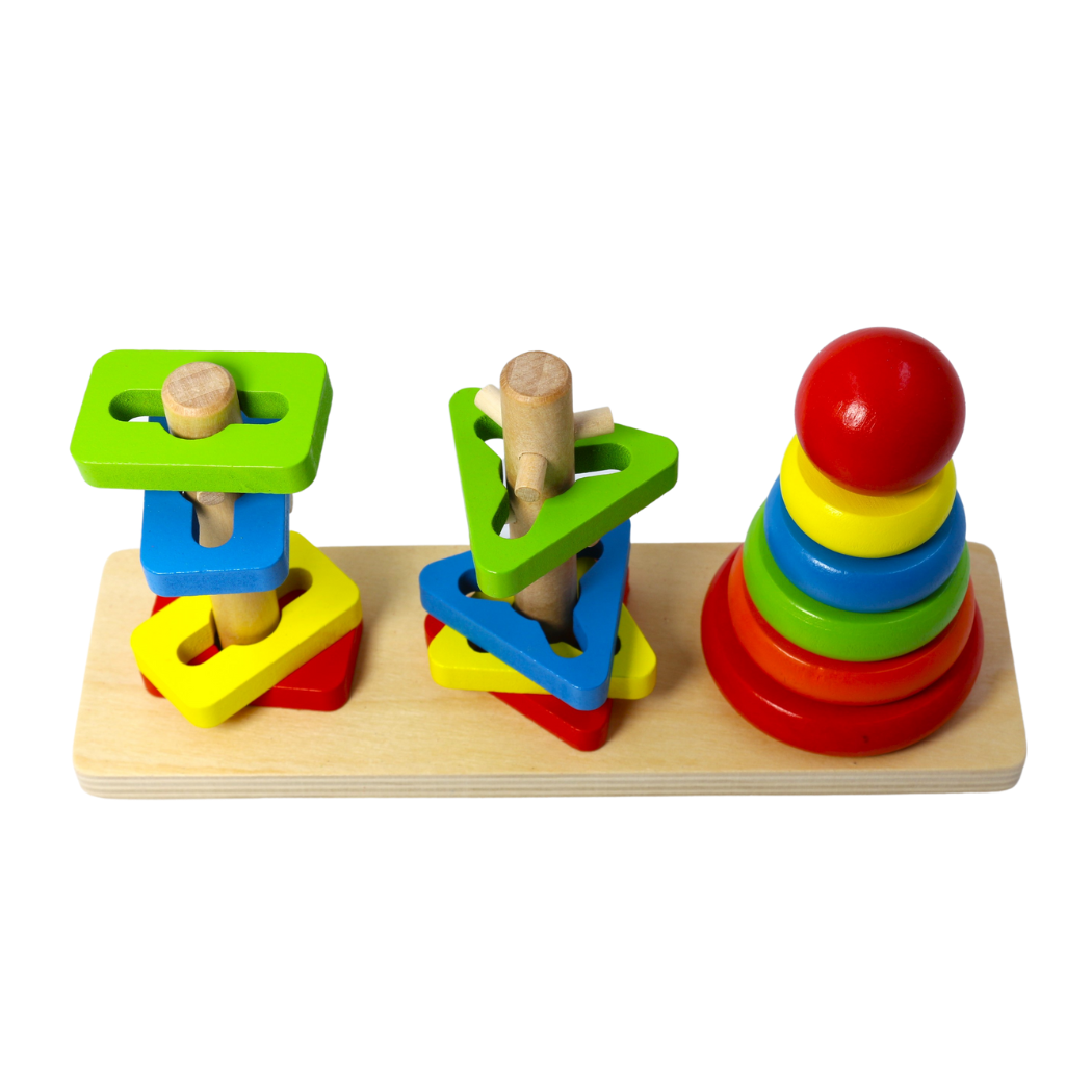 Educational Rainbow Three Column Tower Wooden Puzzle for Kids | Shop ...