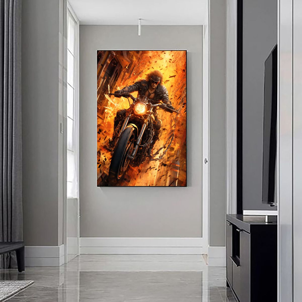 Canvas Wall Art - Mechanical Symphony Biker Abstract - 0709 | Shop ...