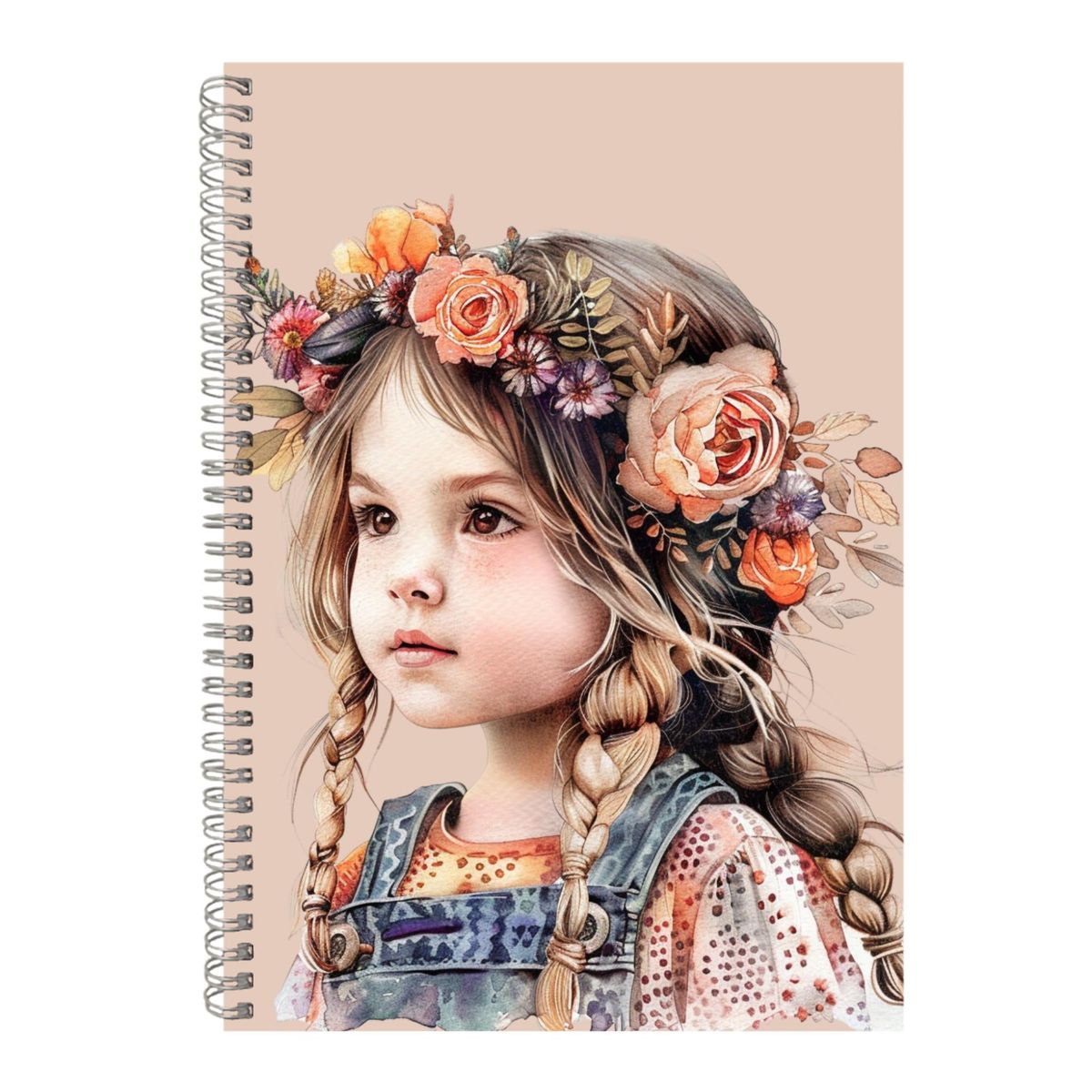 Boho Denim A4 Notebook Spiral and Lined Trendy Girl Graphic Notepad ...