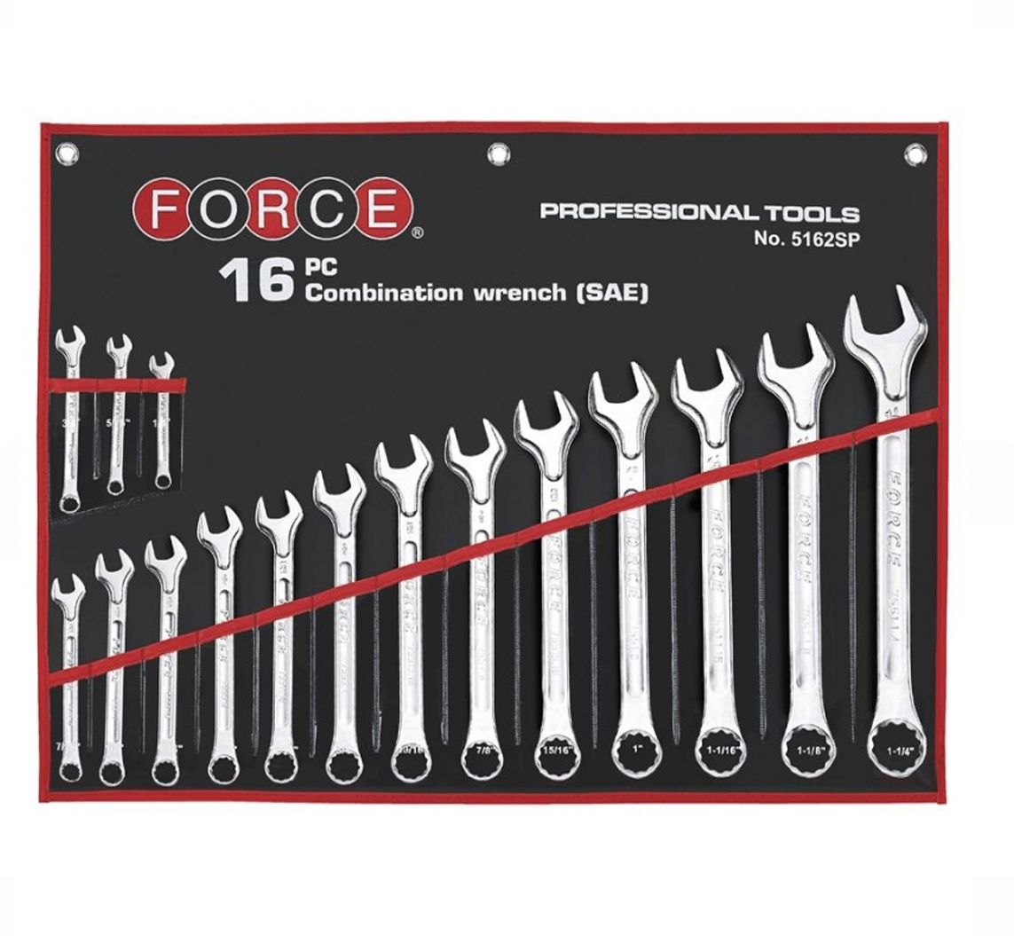 Force - 16 Piece Combination Wrench Set 1/4" To 1 1/4" Pouch Bag | Shop ...