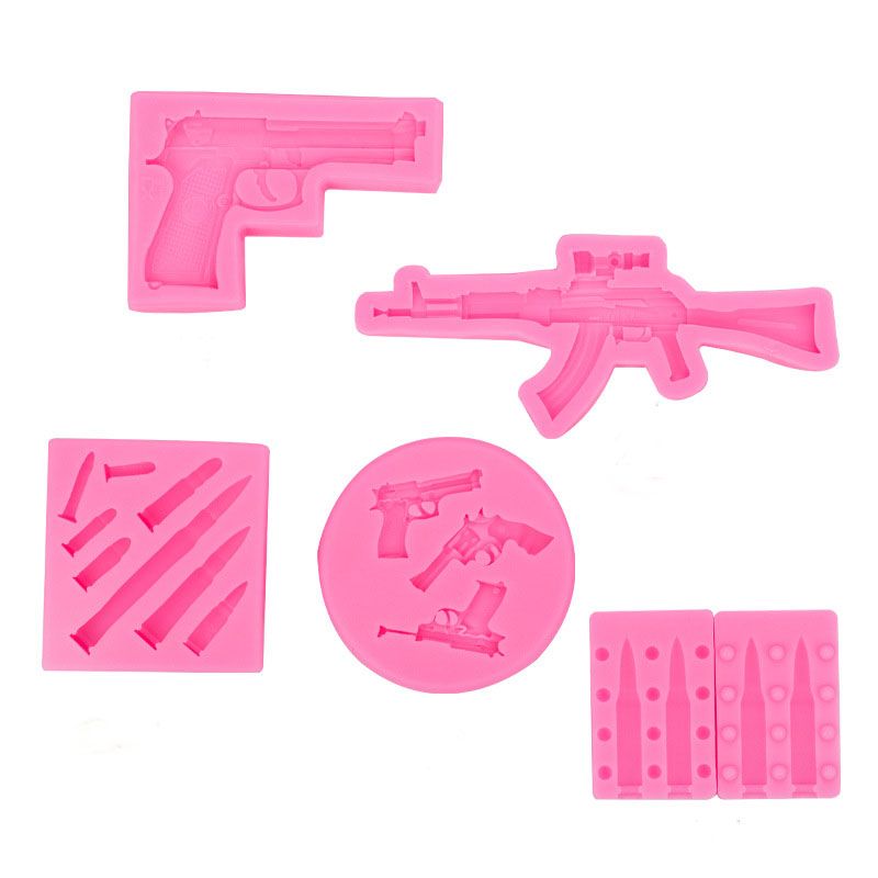 Gun Bullet Shaped Silicone Molds Pistol Chocolate Mold Candy Decor Mold ...