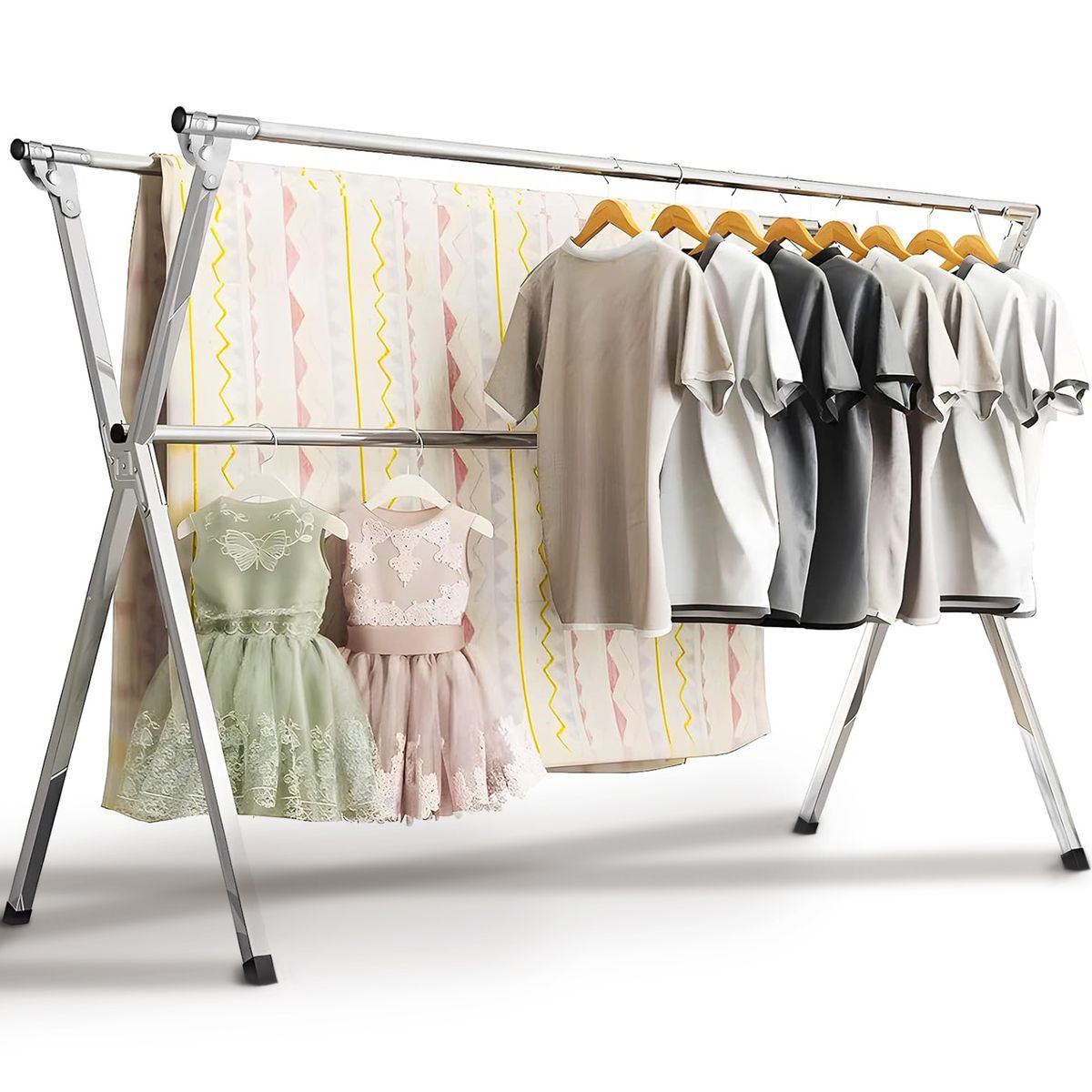 Retractable Clothing Rail Laundry Drying Rack Clothes Hanging Rack ...