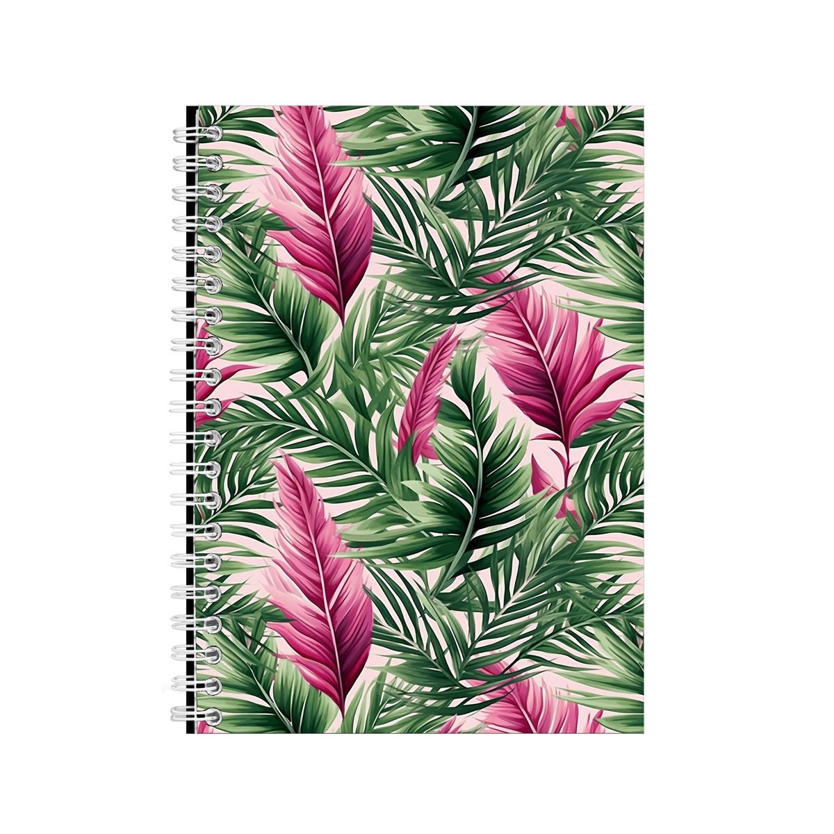 Purple A5 Notebook Spiral Lined Floral Leaf Pattern Graphic Notepad ...