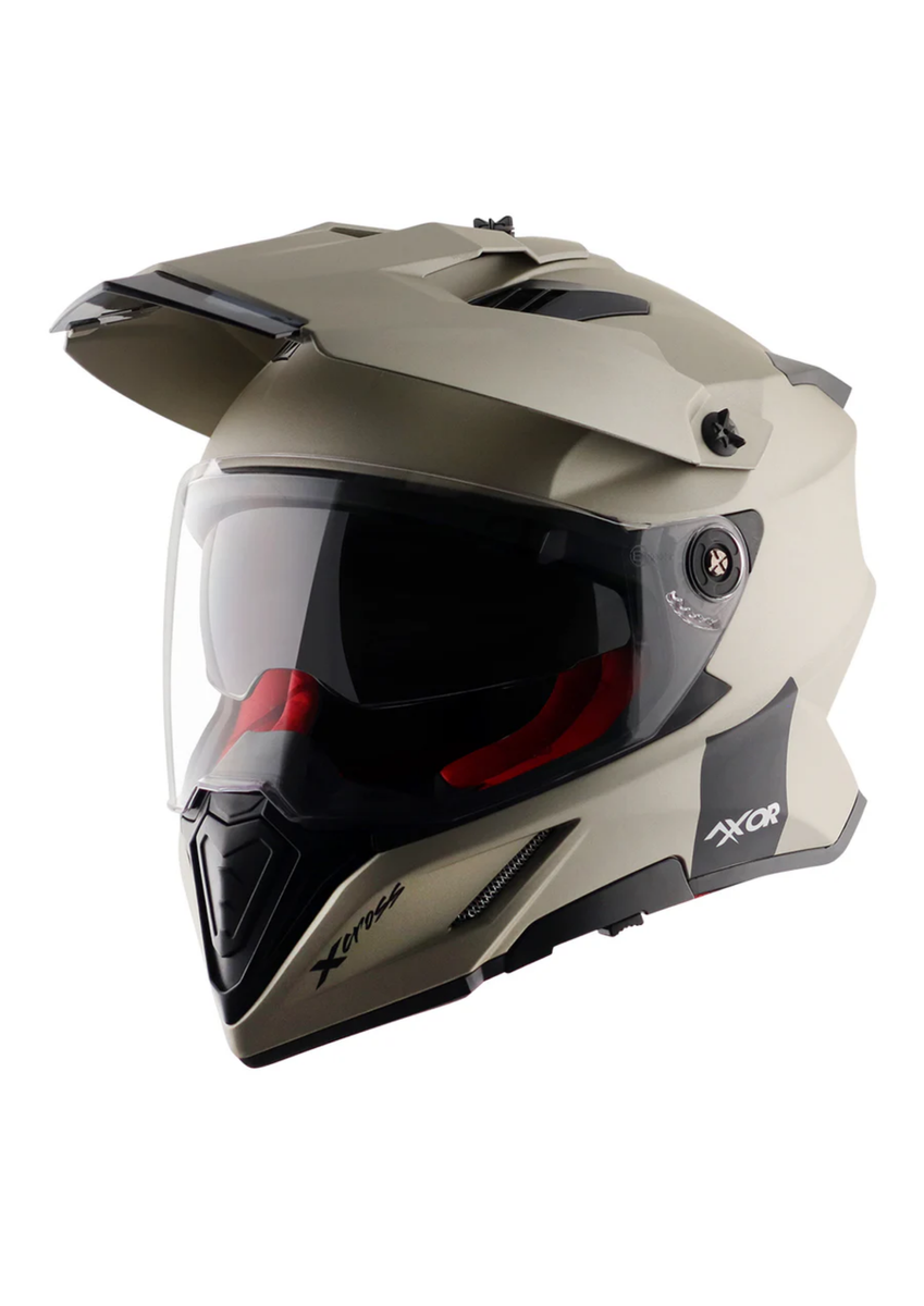 AXOR X-Cross DV Adventure Motorcycle Helmet - Twin Visor, Nickel Matt ...