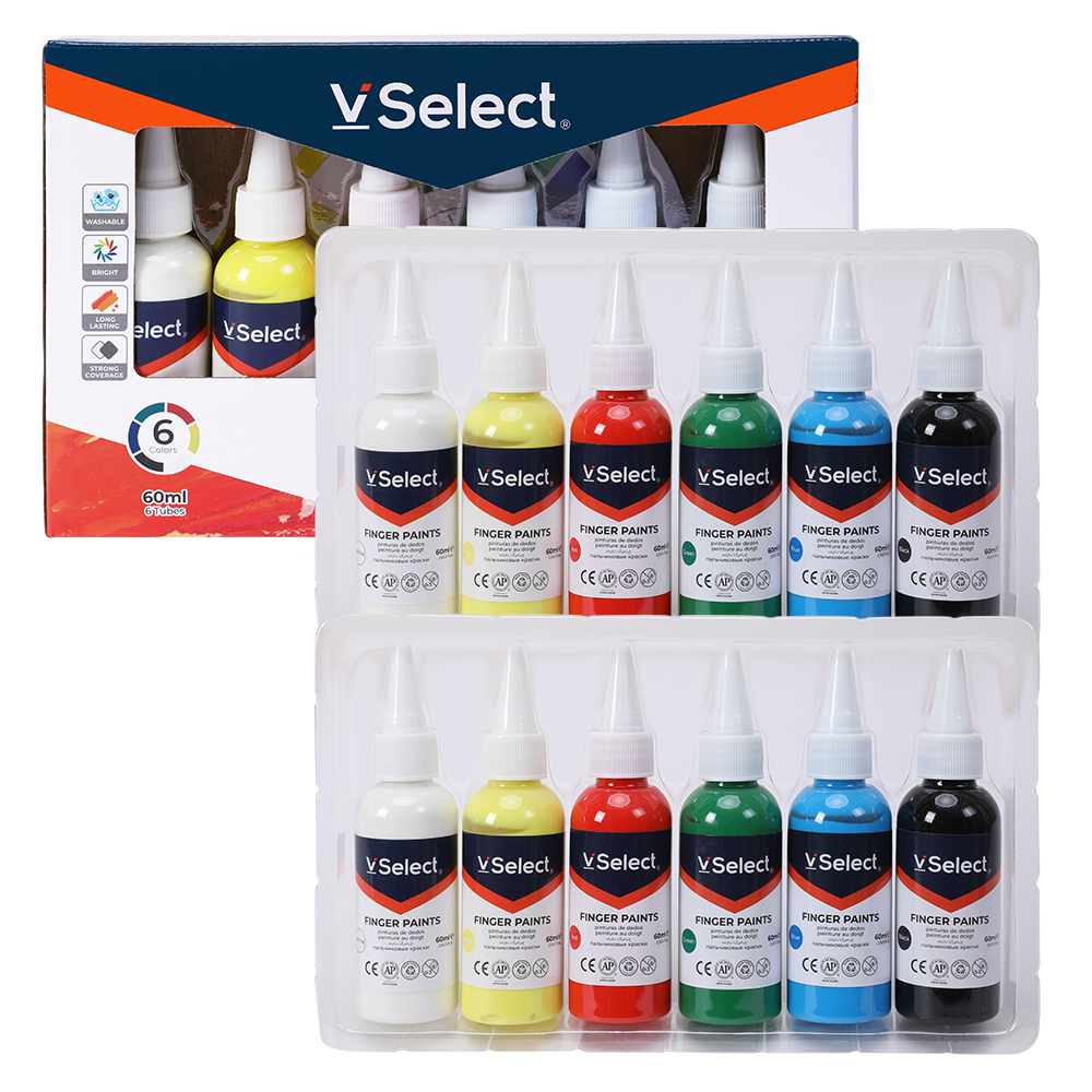 VSelect-6 Colours Acrylic Finger Paint Set -60ml Tubes Art Craft Paint ...