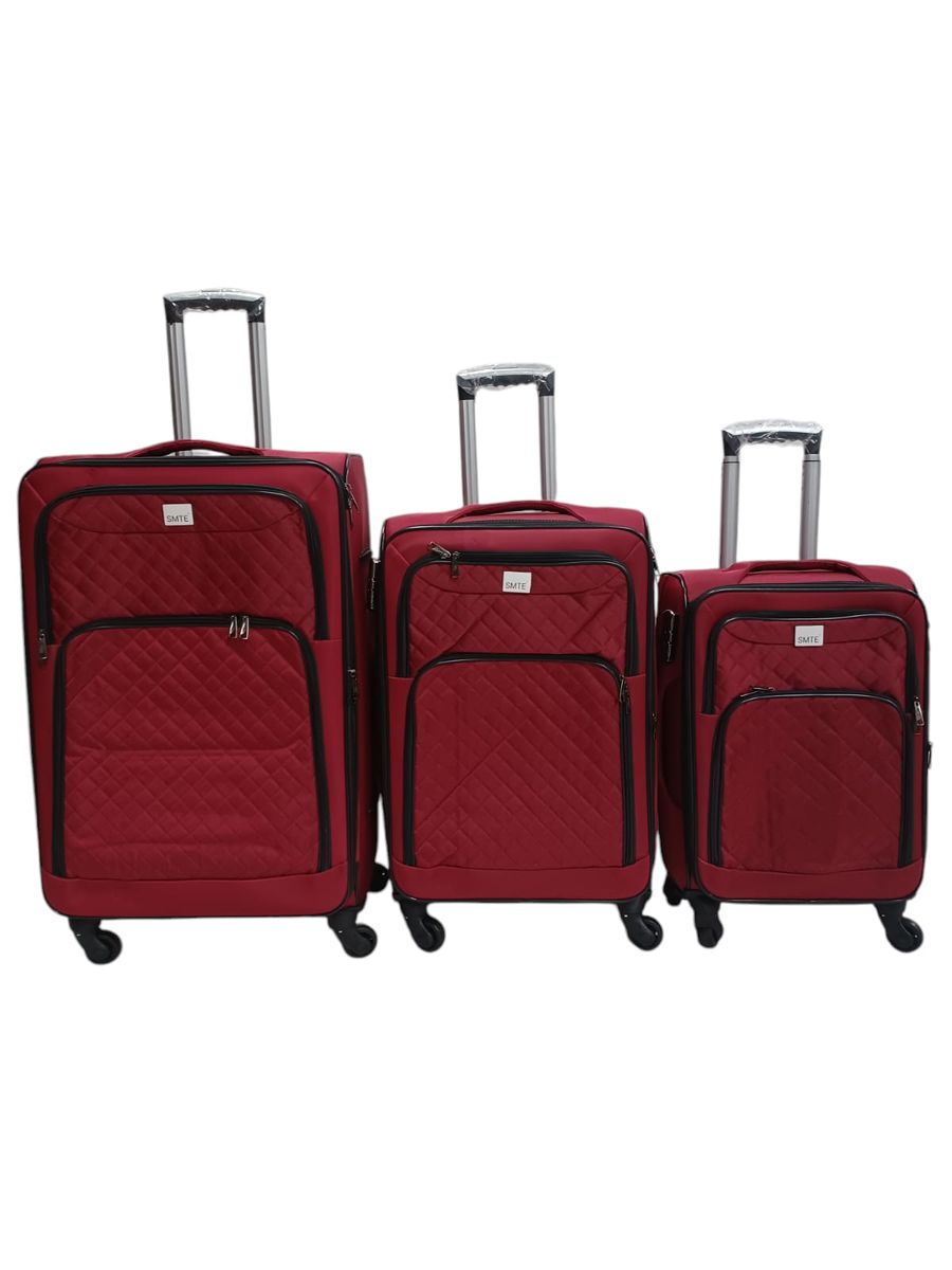 3 Piece Red Fabric Luggage Bag Set - Expandable Soft Shell | Shop Today ...