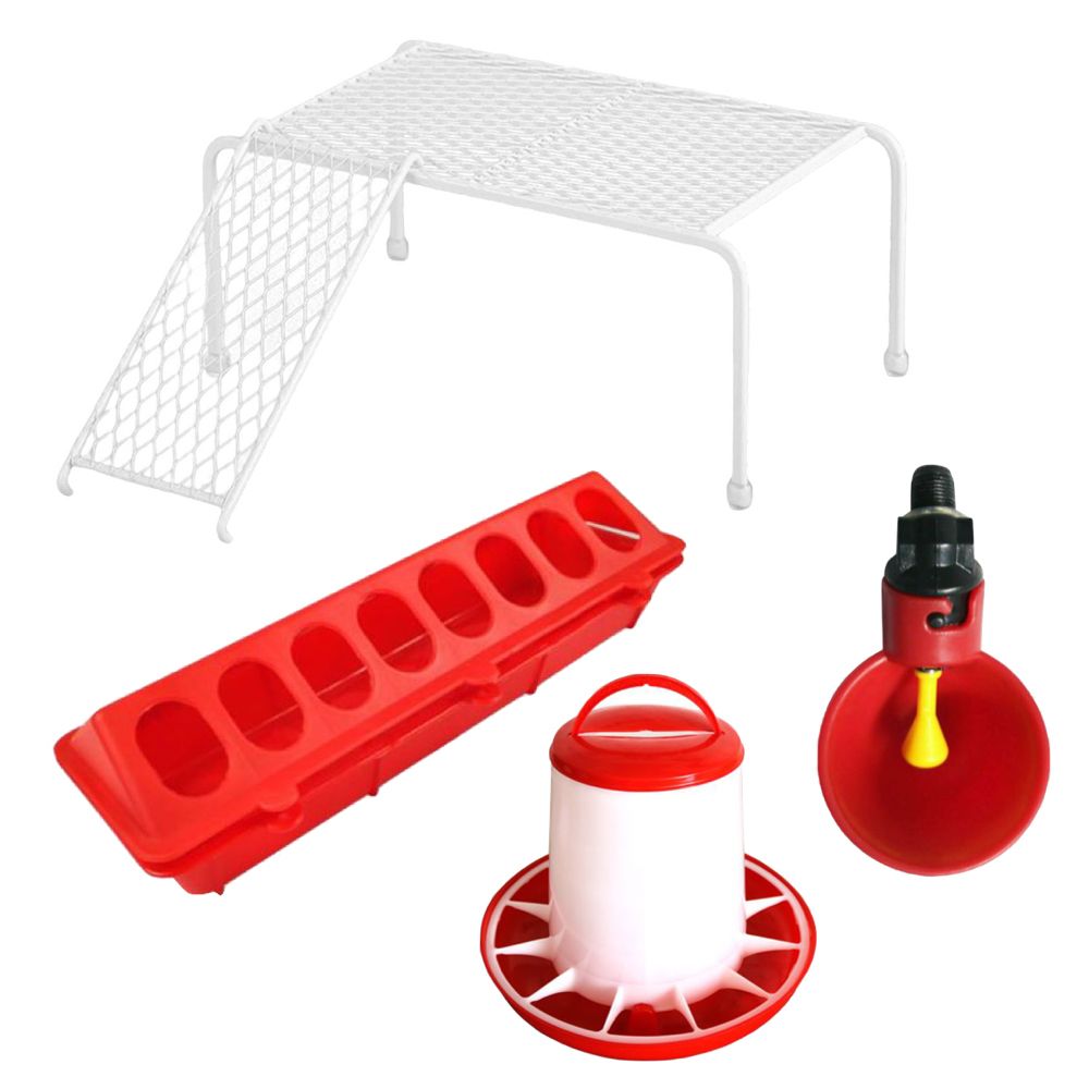 Pet Poultry Automatic Feeders, Watering Dish & Cage Chicken Stand Set ...