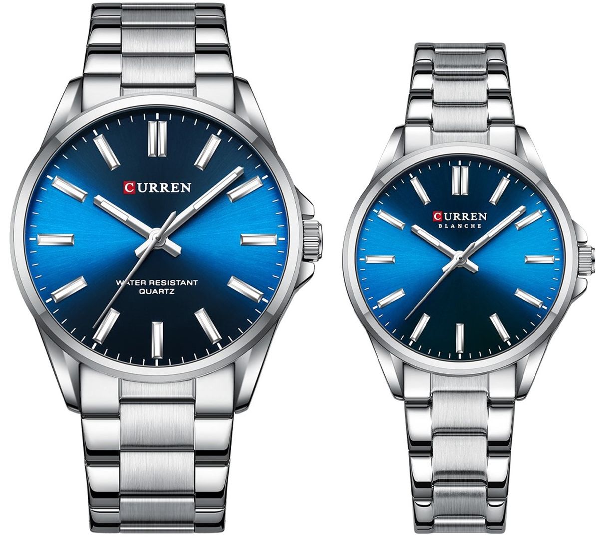 Curren His and Hers Luxury Stainless Steel Formal Couple Watch Set Blue ...