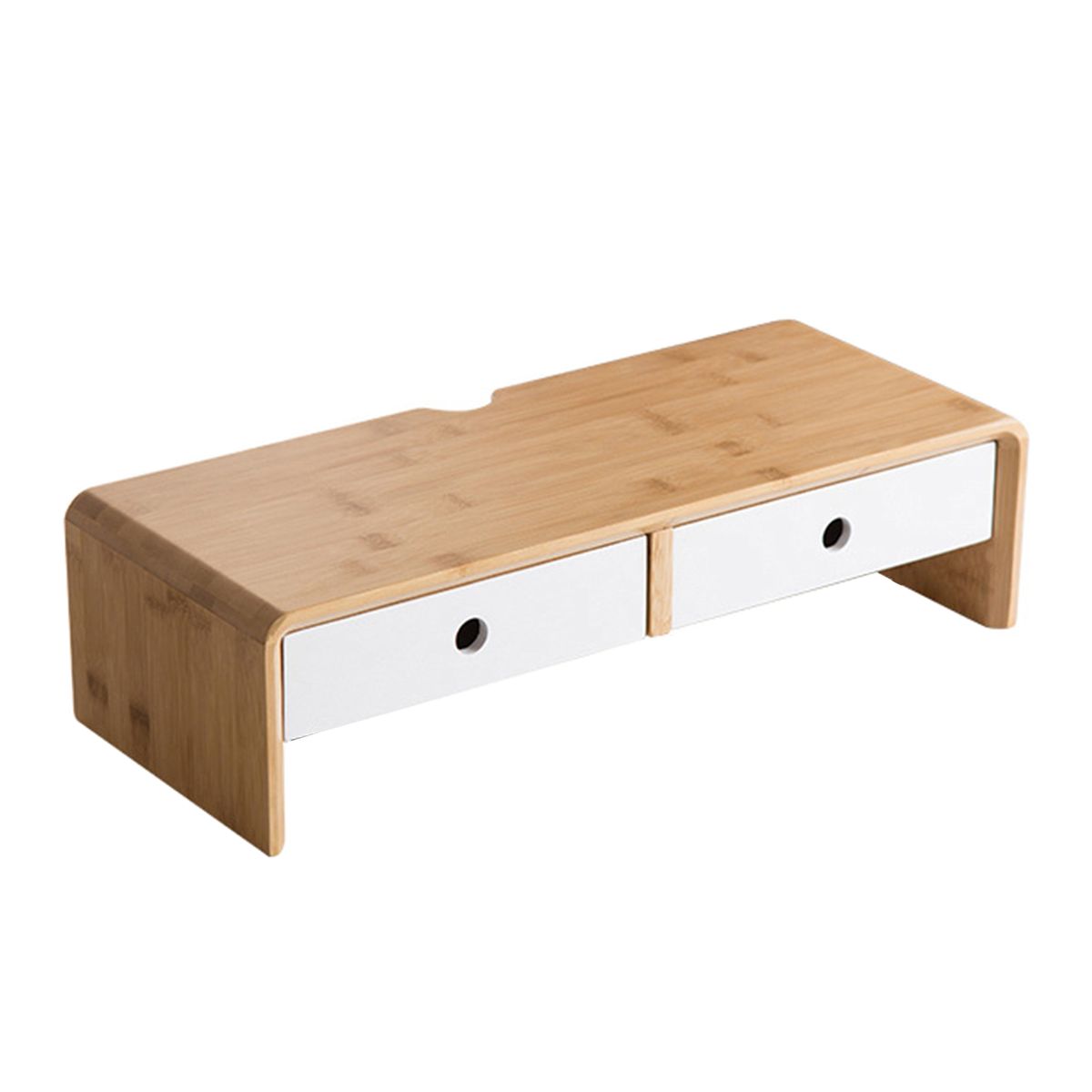 50Cm Bamboo Desktop Computer Monitor Riser Stand-Double Drawer | Shop ...