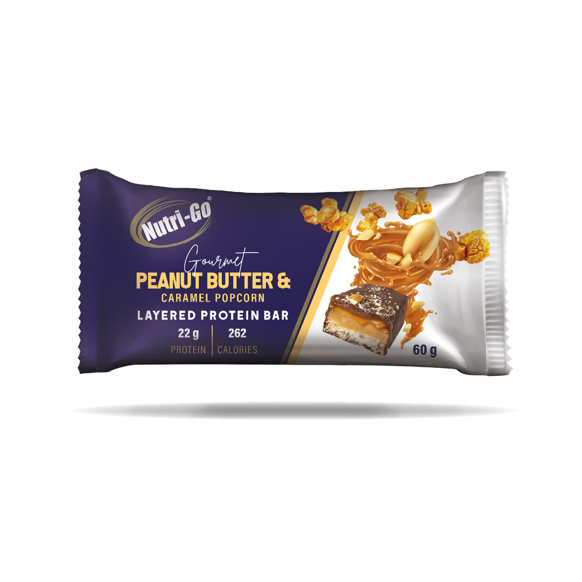 Nutri-Go Layered Protein Bar - Peanut Butter & Caramel Popcorn 60g ...